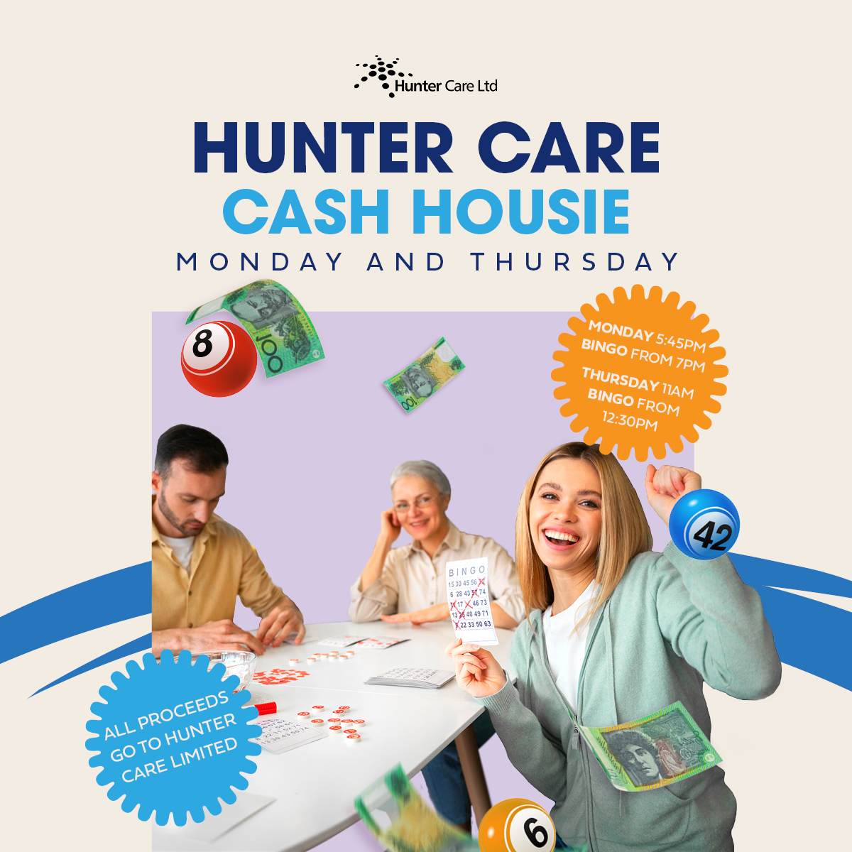 Hunter Care Cash Housie - Raymond Terrace Bowling Club